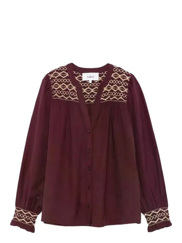Ba&sh Samantha Embroidered Long-sleeve Shirt - Red