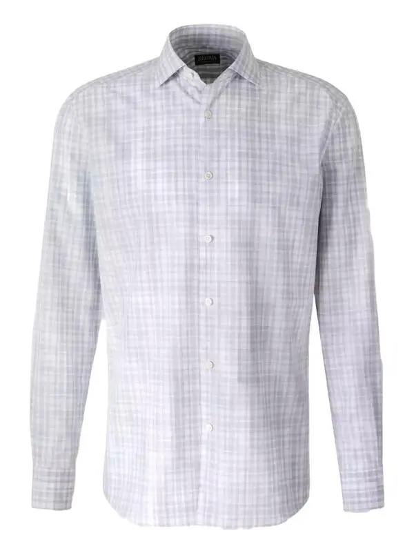 Zegna Check-pattern Button Shirt - Grey