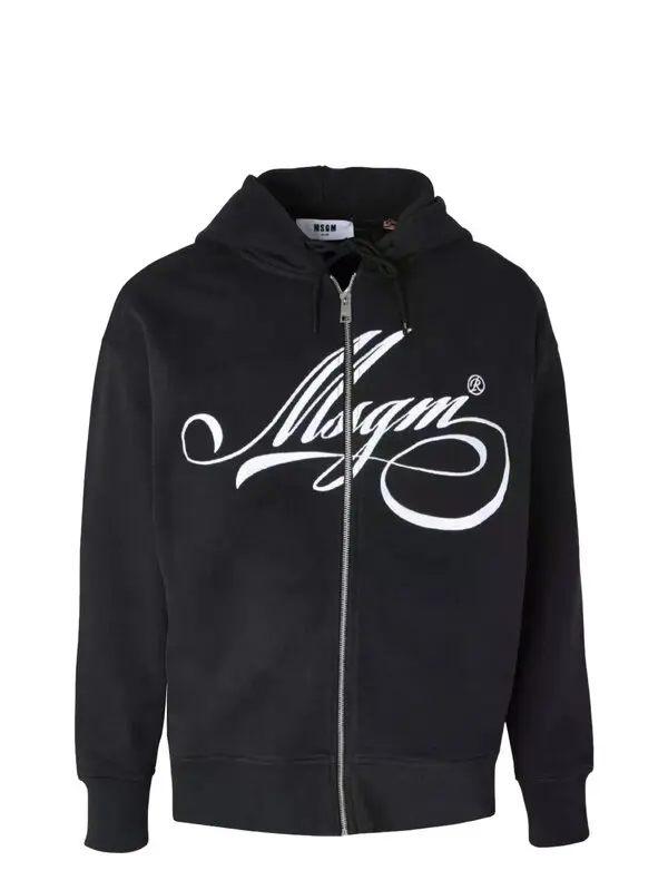 MSGM Zip Hooded Sweater - Black