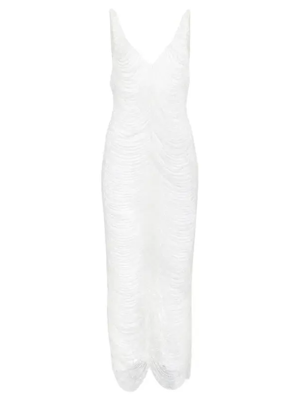 Giuseppe Di Morabito Beaded V-neck Dress - White