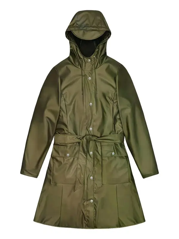 Rains Belted Hooded Raincoat - Green