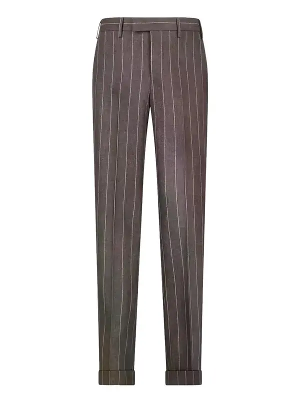 PT TORINO Pinstripe Pleated Trousers - Brown