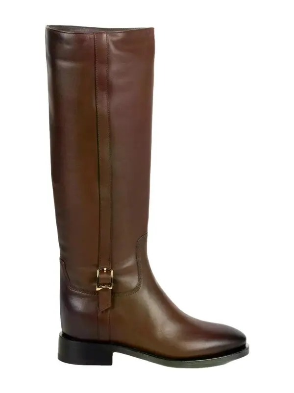 Santoni Buckle Leather Knee-high Boots - Brown
