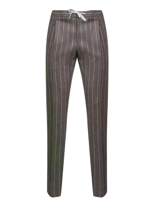 PT TORINO Striped Drawstring Trousers - Brown