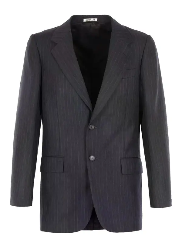 Auralee Striped Two-button Jacket - Grey
