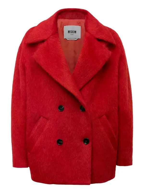 MSGM Double-breasted Coat - Red