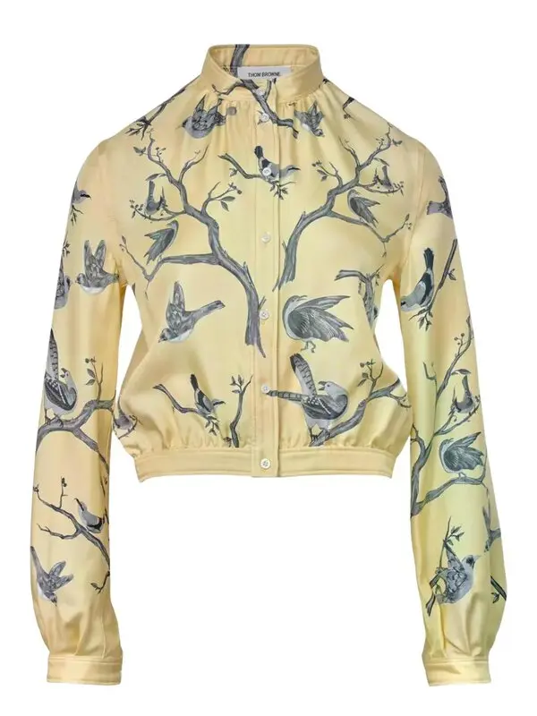 Thom Browne Bird Print Long Sleeve Top - Yellow