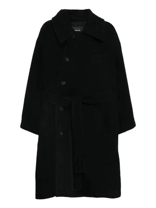 SONGZIO Double-breasted Belted Coat - Black