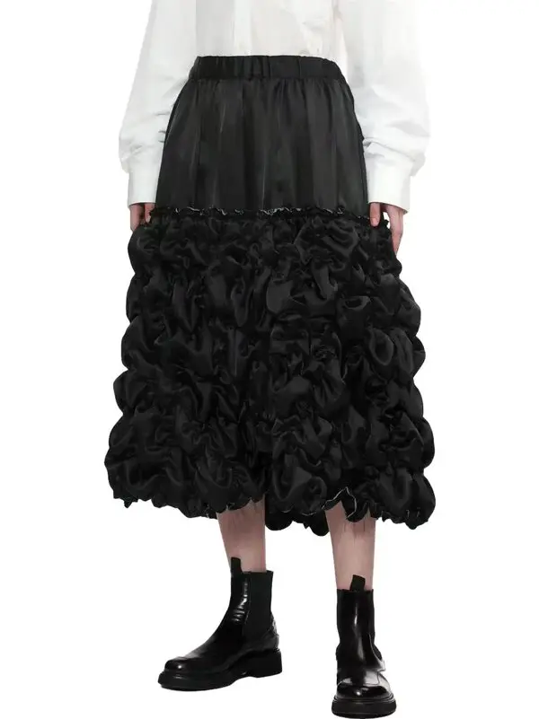 BLACK COMME DES GARÇONS Ruffled Midi Skirt - Black