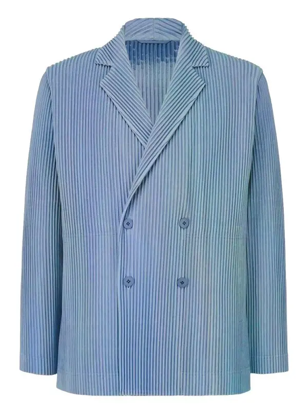 Issey Miyake Pleats 1 Double-breasted Jacket - Blue
