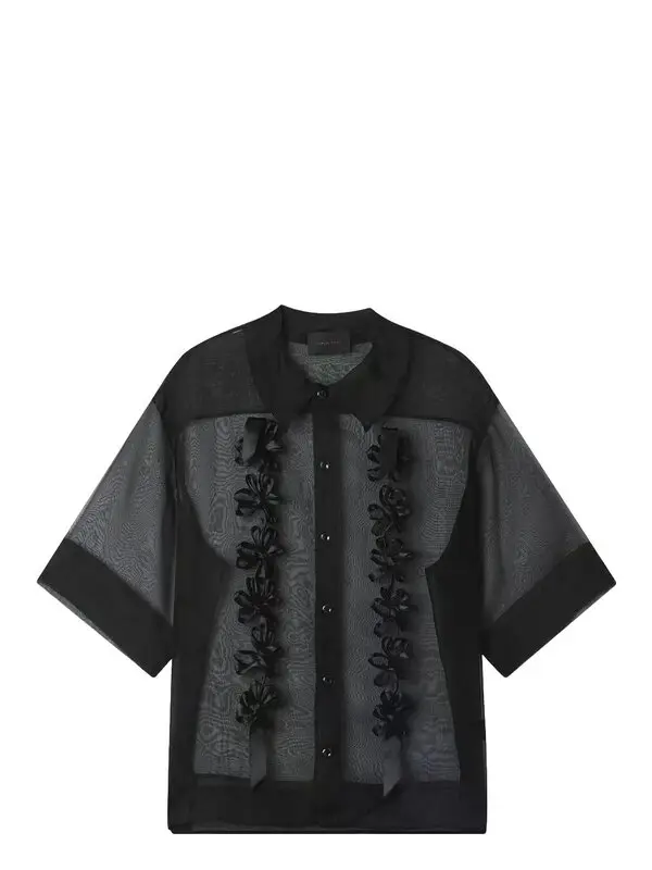 Simone Rocha Floral Appliqué Shirt - Black