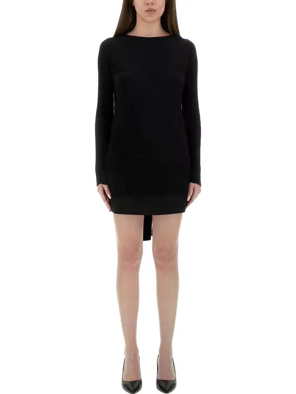 Moschino Ribbed Knit Mini Dress - Black