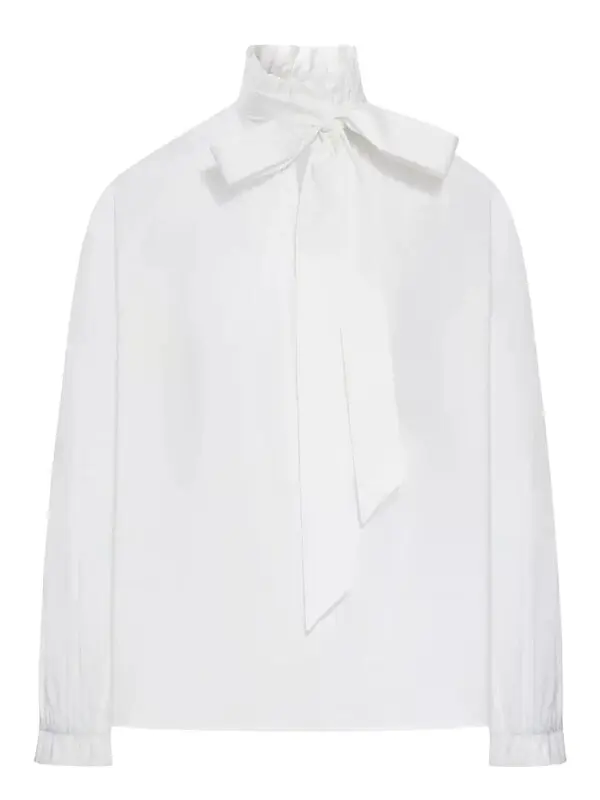 La DoubleJ Tie-neck Cotton Blouse - White