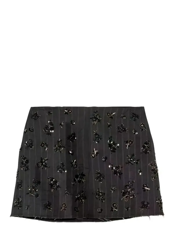 Simkhai Striped Embellished Mini Skirt - Grey