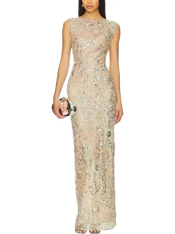 BRONX AND BRONCO Sequin-embellished Maxi Dress - Neutrals