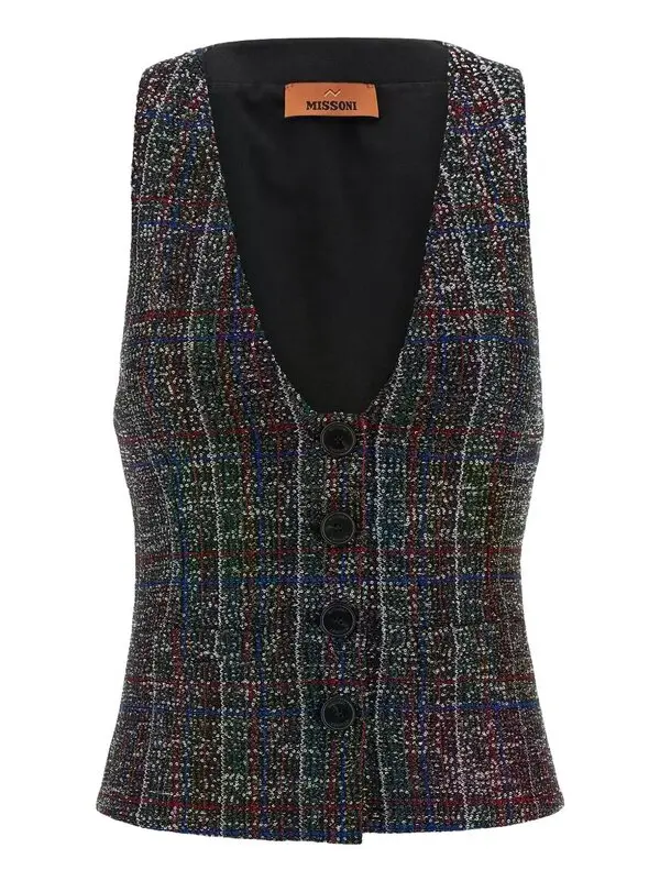 Missoni Sequin Tartan Waistcoat - Grey