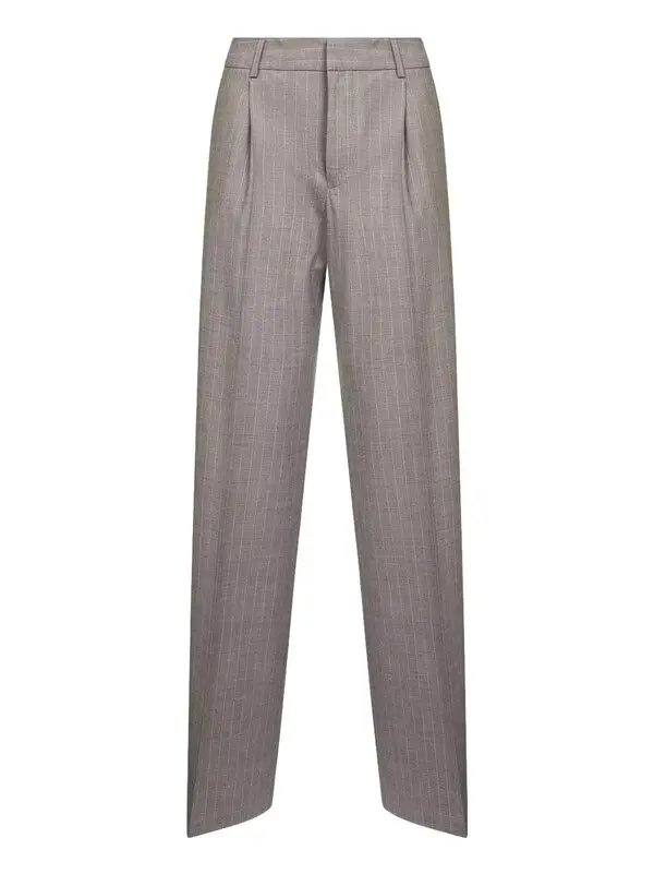 PT TORINO Pleated Pinstripe Trousers - Grey
