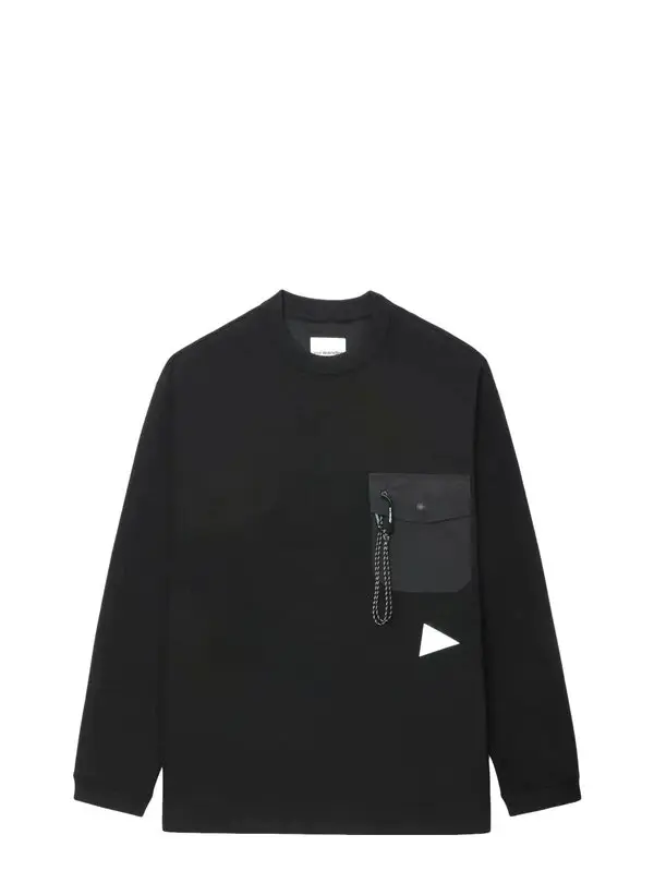 AND WANDER Crew-neck Sweatshirt - Black