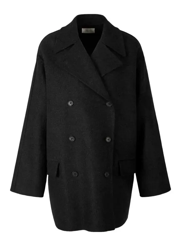 THE ROW High-collar Double-breasted Long Coat - Grey
