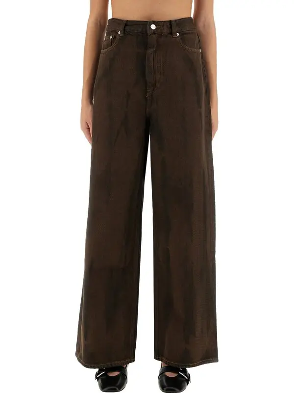 GANNI Wide Leg Trousers - Brown
