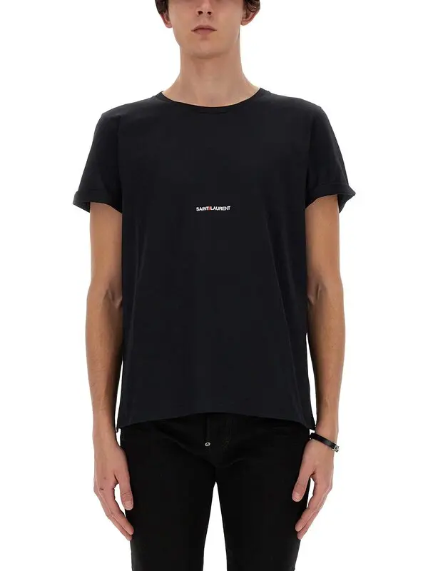 Saint Laurent Logo Print T-shirt - Black