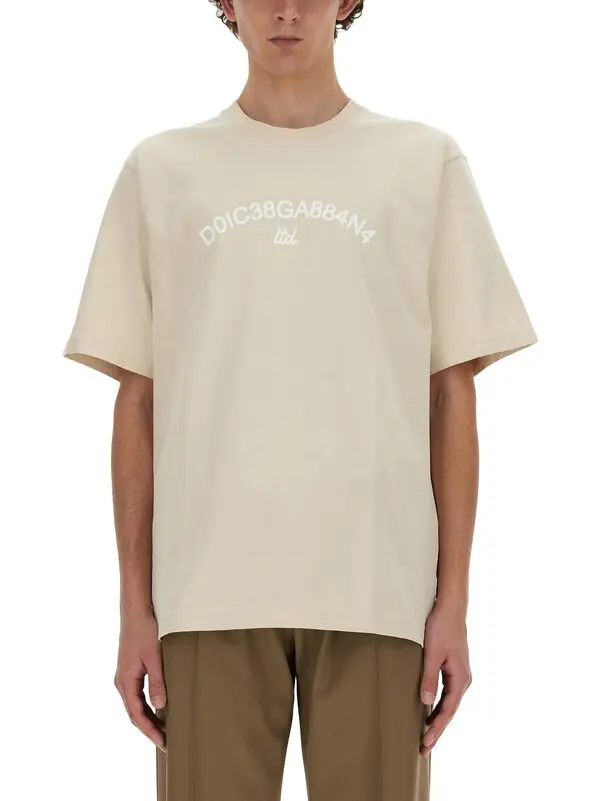 Dolce & Gabbana T-shirt With Logo - Beige