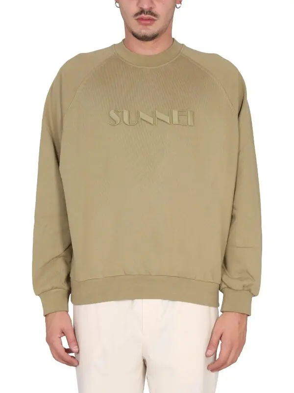 Sunnei Sweatshirt With Logo Embroidery - Beige