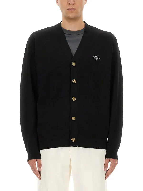 Drole De Monsieur Cardigan With Logo Embroidery - Black