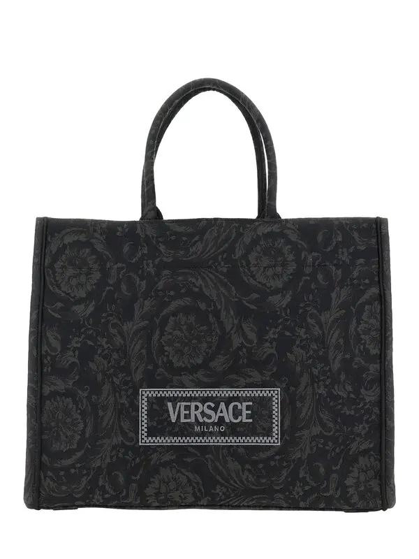Versace Large Athena Baroque Shopper Bag - Black