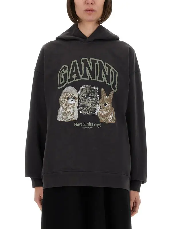 GANNI Oversized "isoli" Hoodie - Grey