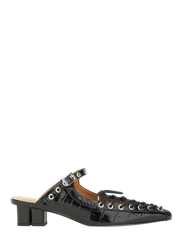 GANNI Lace-up Mule - Black