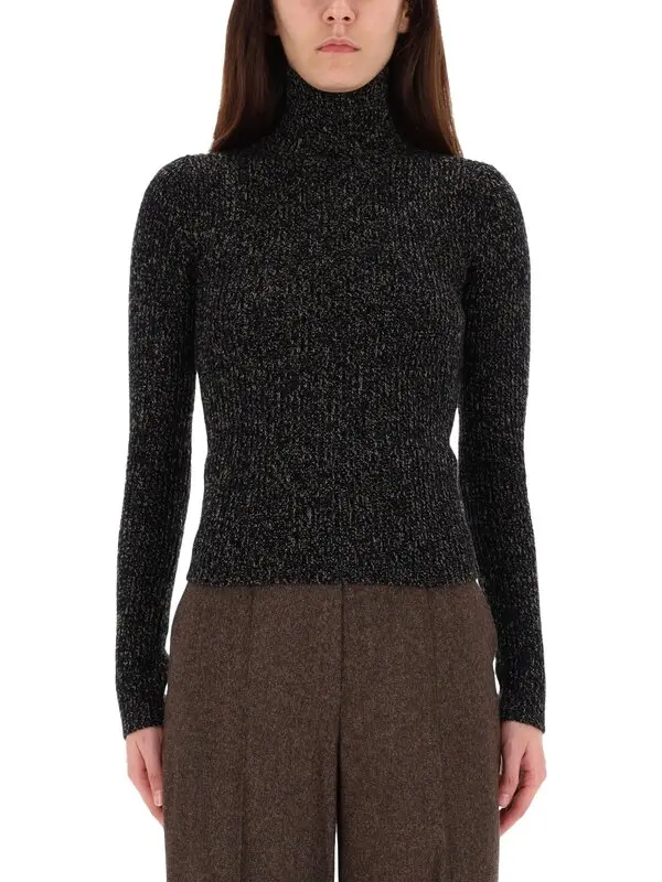 Max Mara Wool And Cashmere Mouliné Turtleneck - Black
