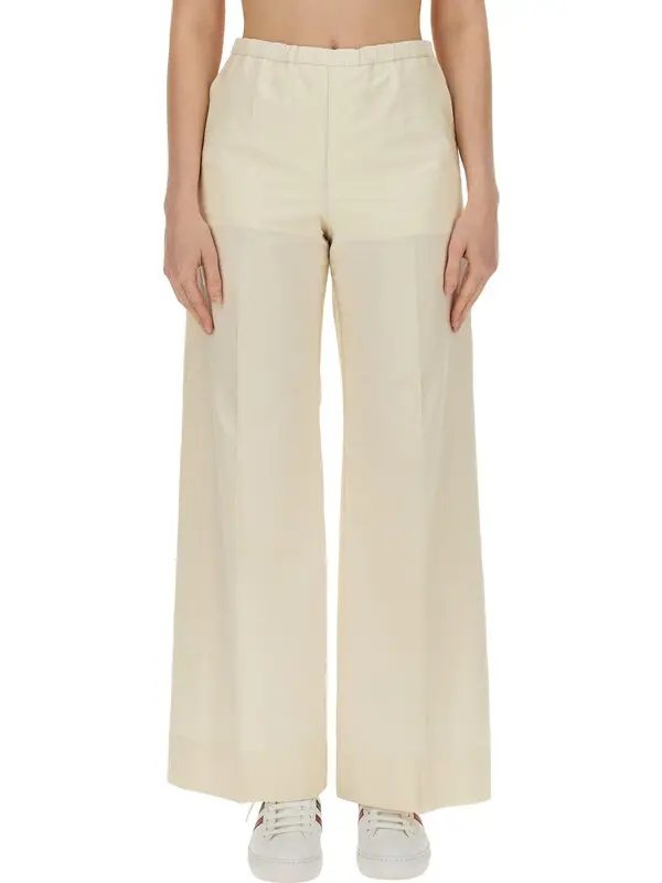 Moncler Poplin Wide Leg Pants - White