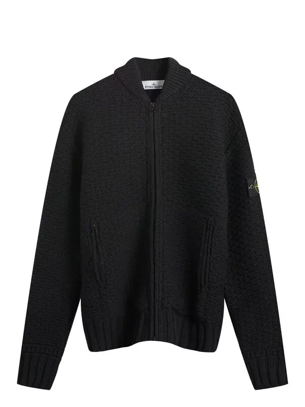 Stone Island Pure Wool Bomber Jacket - Black