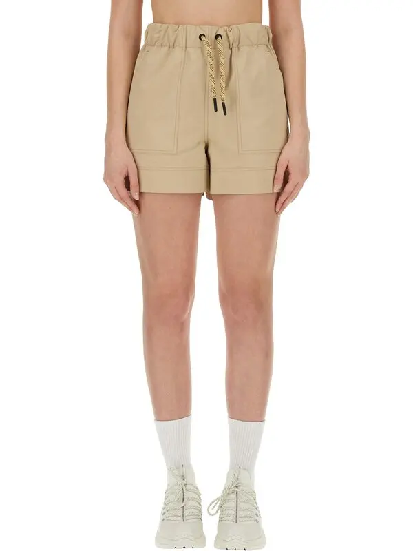 Moncler Bermuda With Logo - Beige