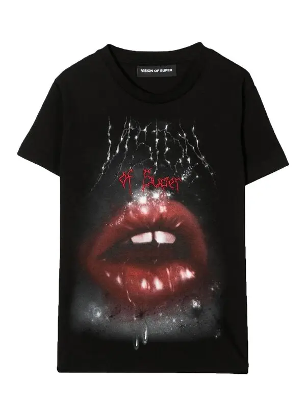 VISION OF SUPER Rock Mouth Print T-shirt - Black