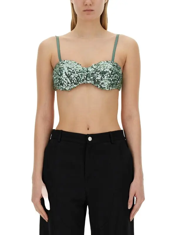 Moschino Sequined Cropped Top - Baby Blue
