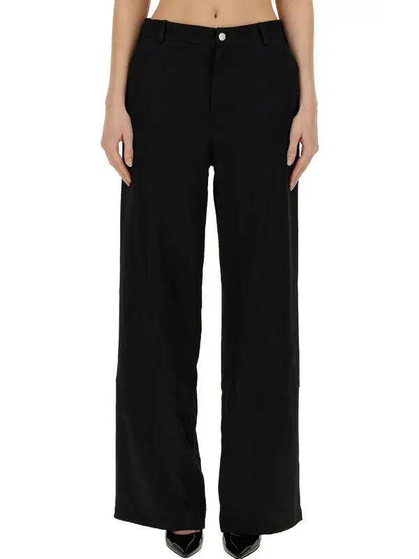 Moschino Wide-leg Viscose-blend Trousers - Black