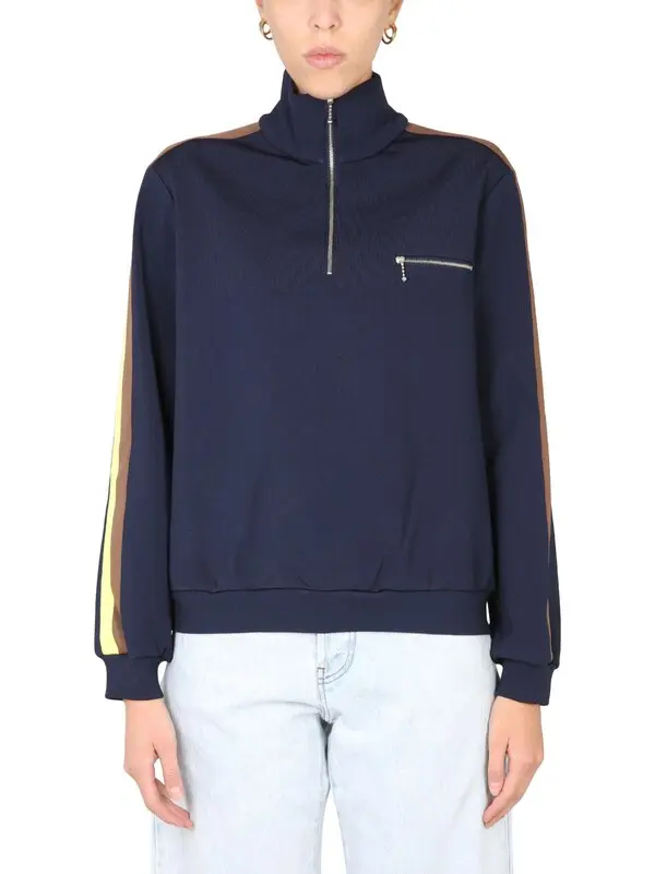 Tory Burch Sweatshirt With Zip-up Closure - Blue