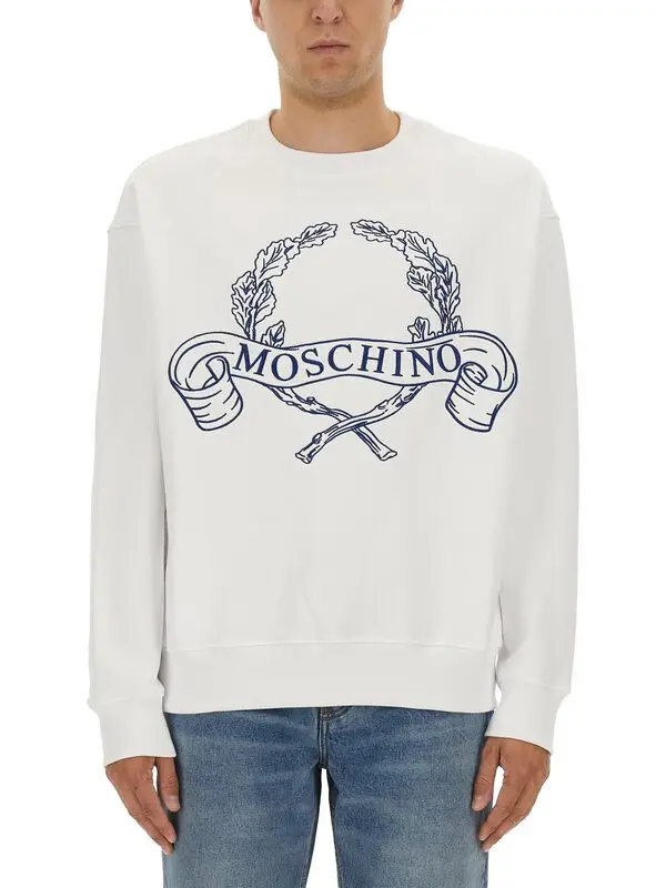 Moschino Sweatshirt With Laurel Crown Logo Embroidery - White