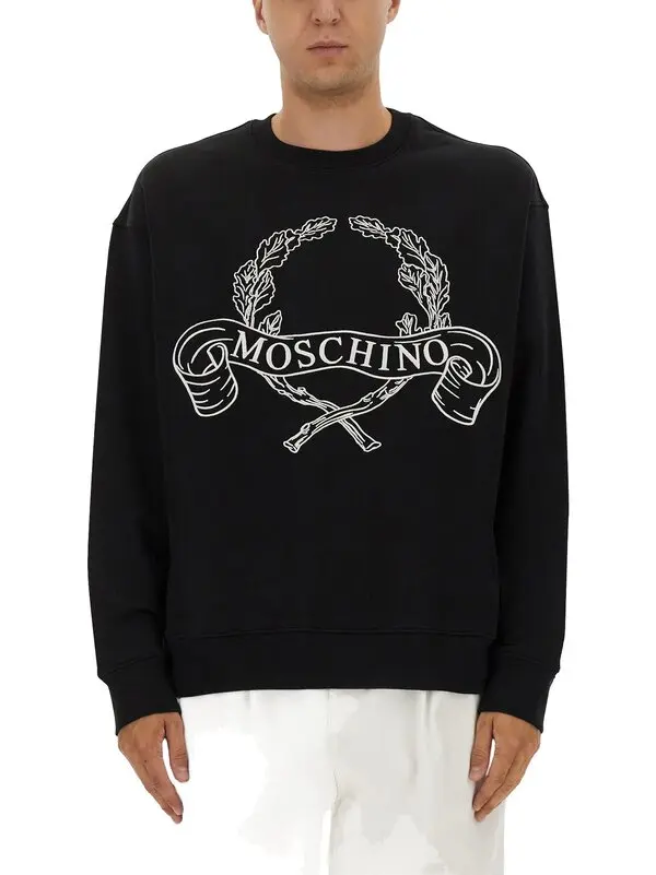 Moschino Sweatshirt With Laurel Crown Logo Embroidery - Black