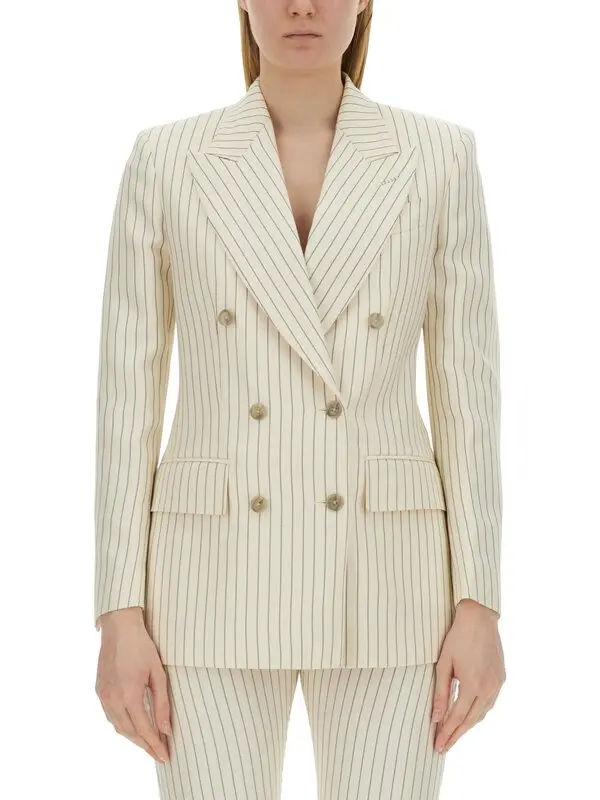 TOM FORD Wallis Double-breasted Jacket - Powder