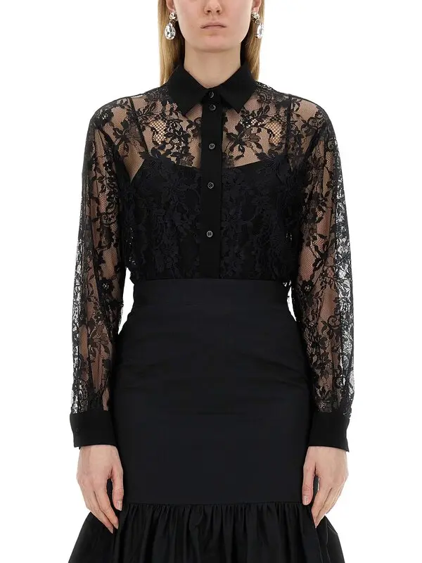 Moschino Lace Button Down Shirt - Black