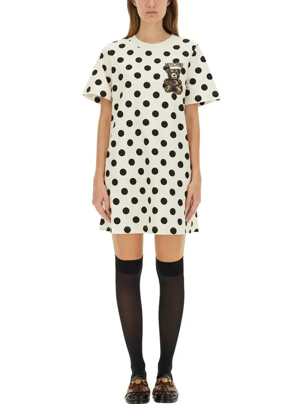 Moschino Polka Dot Teddy Dress - Ivory
