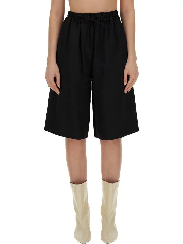 JIL SANDER Wide Leg Bermuda Shorts - Black