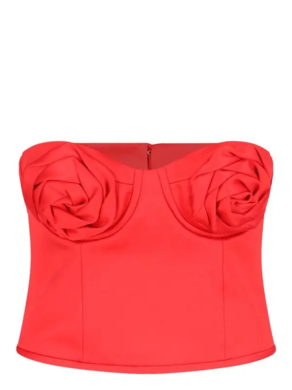 Marc Jacobs The Satin Rose Corsette Crop Top - Red