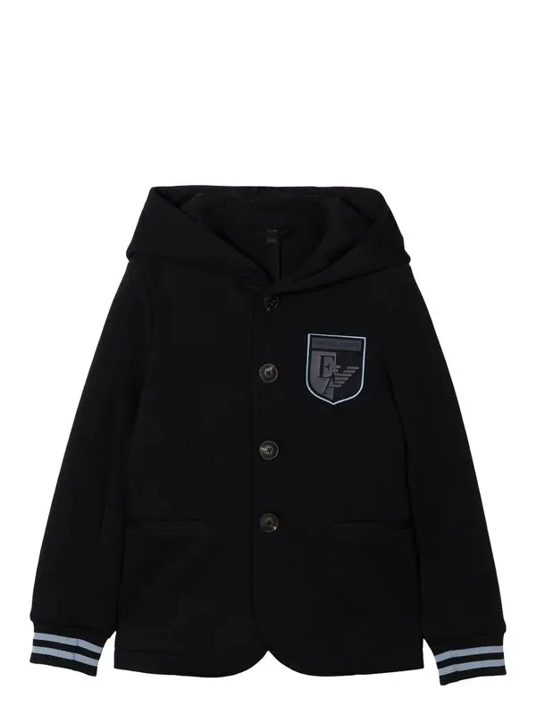 Emporio Armani Hooded Jacket With Logo - Blue