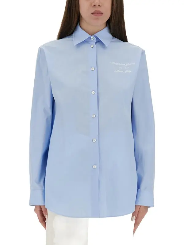 Moschino Tailored Embroidered Shirt - Baby Blue