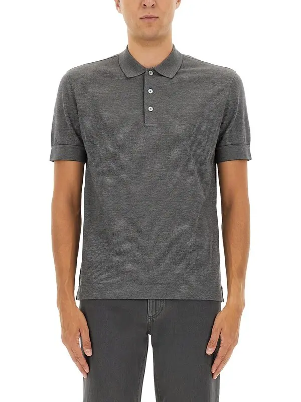 Zegna Cotton Blend Polo Shirt - Grey