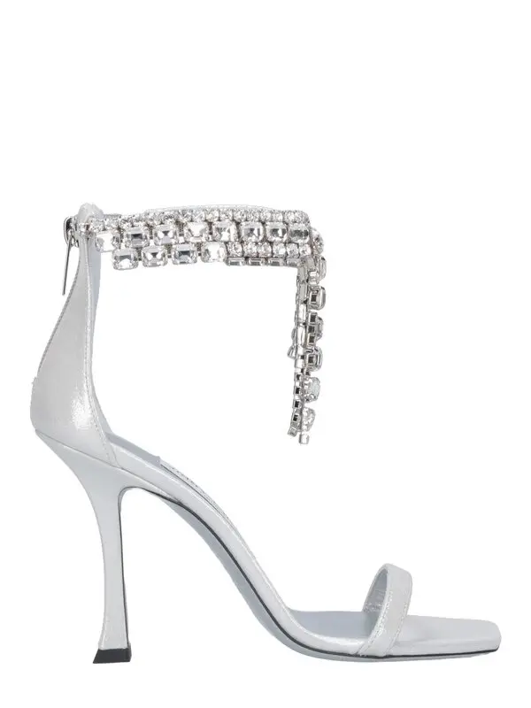JIMMY CHOO Verity 100 Rhinestone Slingback Sandals - Silver